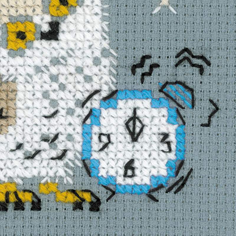 1664 Alarm Clock Cross Stitch Kit with Aida fabric - Riolis